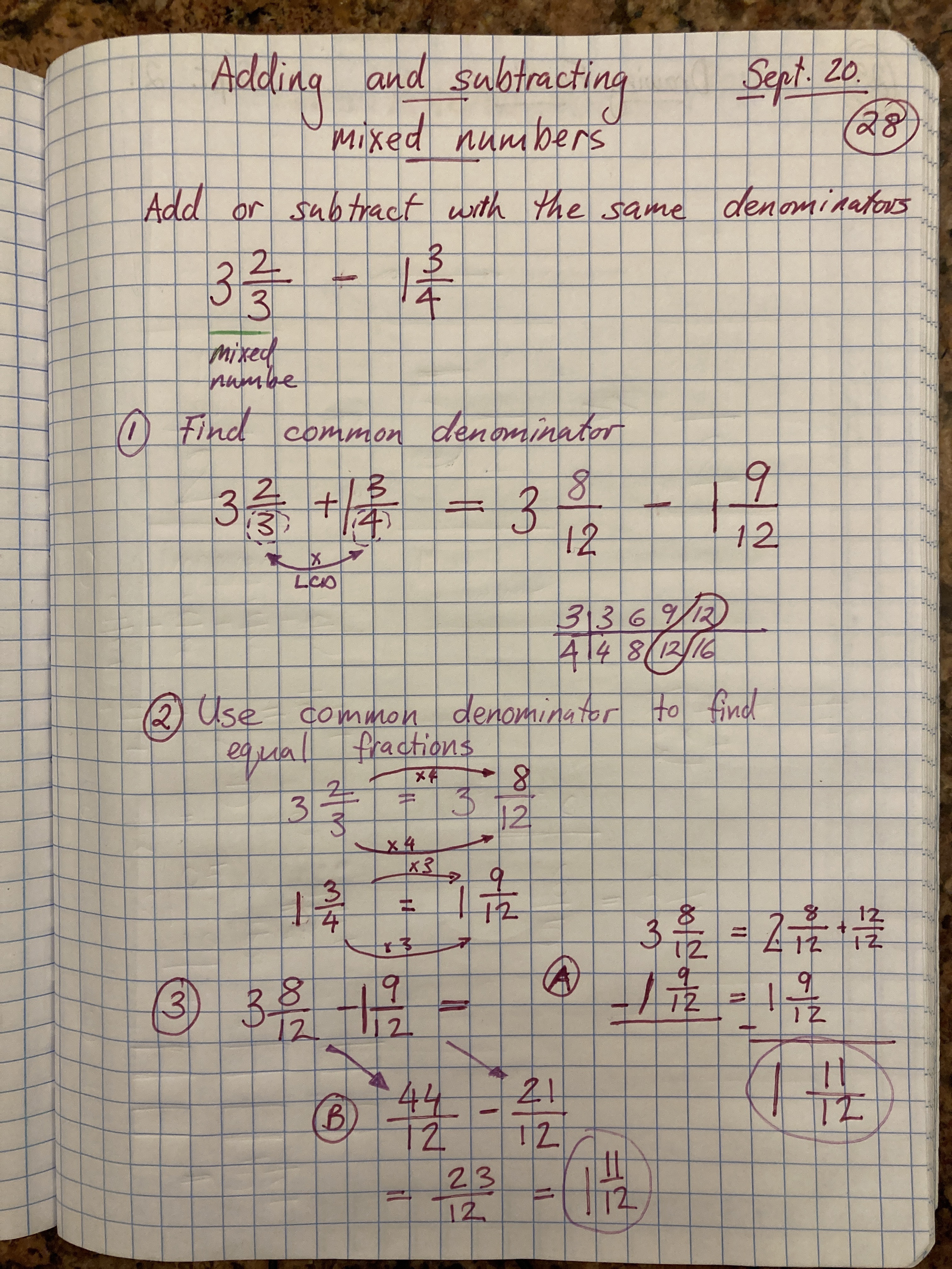 Adding and subtracting mixed numbers – Mr. J’s Math Class